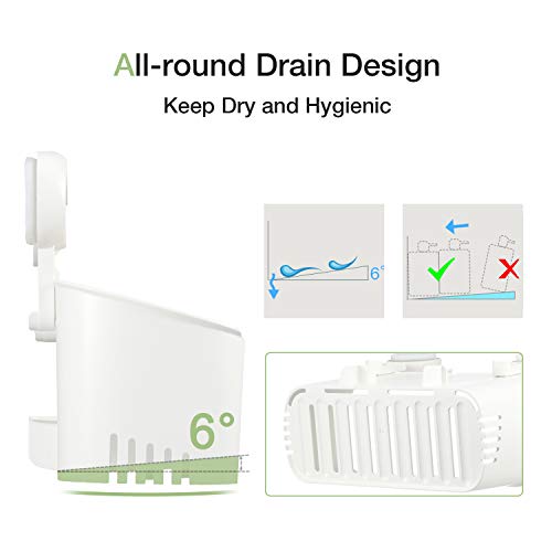 LUXEAR Shower Caddy Suction Cup NO-Drilling Removable Shower Shelf Powerful Heavy Duty Hold up to 22lbs with pack suction shower hooks replacement hooks