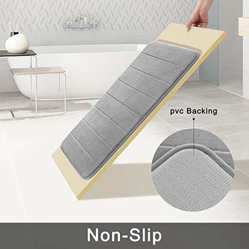 Yimobra Memory Foam Bath Mat Set & Yimobra Waffle Weave Shower Curtain Set with Snap-in Fabric Liner, Heavyweight Fabric with 12 Hooks