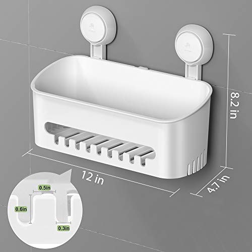 LUXEAR Shower Caddy Suction Cup NO-Drilling Removable Shower Shelf Powerful Heavy Duty Hold up to 22lbs with pack suction shower hooks replacement hooks