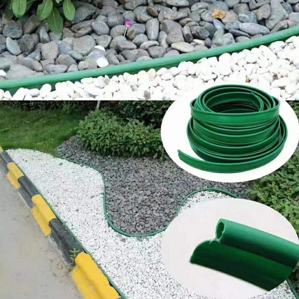 Wgwioo Plastic Lawn Edging Coil Roll, Landscape Terrace Board, Stones Fences Paths Gravel Grass Barrier,Green,10cm x 2m