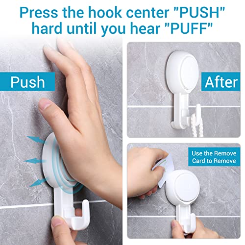 LUXEAR Shower Caddy Suction Cup NO-Drilling Removable Shower Shelf Powerful Heavy Duty Hold up to 22lbs with pack suction shower hooks replacement hooks