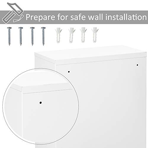 kleankin Steel Wall Mount Medicine Cabinet 3 Tier Emergency Box for Bathroom Kitchen, Lockable with 2 Keys, White