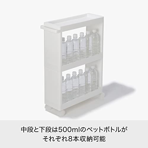 like-it HSW-302C Kitchen Wagon, Kitchen Cart, Kitchen Storage Cart with Casters, Slim 3 Tiers, Width 6.7 x Depth 18.9 x Height 26.0 inches (17 x 48 x 66 cm), White, Made in Japan