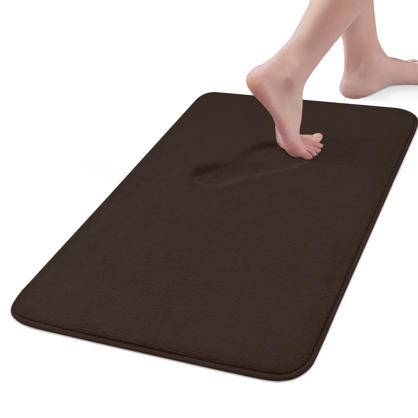 MAYSHINE Memory Foam Non Slip Anti Fatigue Bath Mat | Thick Absorbent Plush Velvet Bathroom Rug - Machine Washable, 17x24, Red