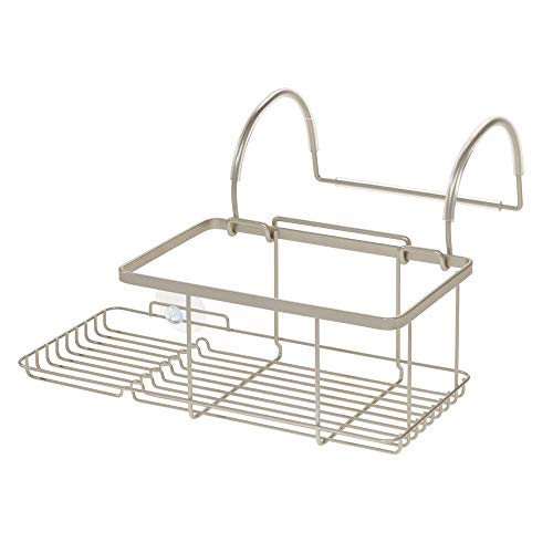 iDesign 23825EU Everett Drill Bathroom Storage, Small Metal Hanging Tray, Bath Caddy for Soap, Cosmetics, Books, Tablet and Phone, Matte Silver, 30.7 cm x 26 cm x 17 cm