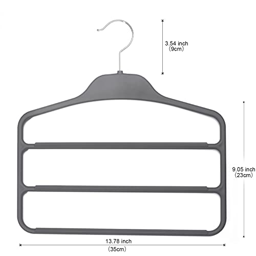 CQQDOQ Pants Hangers 3 Pack Space Saving Multi-Layer Pants Hanger Non-Slip Rotating Closet Organizer Hangers for Pants Jeans Scarf Tie Clothes Trousers Towels - Grey