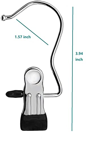 HAIZLUOP Metal Clip Hangers,10 Pack Laundry Hooks with Clips, Multi Functional Space Saving Boot Hangers for Tall Boots, Jeans, Food Packages,Towels, Chrome
