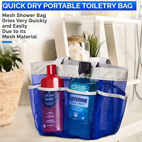 Shower Caddy Portable Mesh Bag for College Dorm Room Essentials , Camping Essentials ,Dorm Decor ,Travel ,Gym Shower Bag , Bathroom Accessories - Quick Dry Waterproof Shower Tote Bag 9" x 8" .