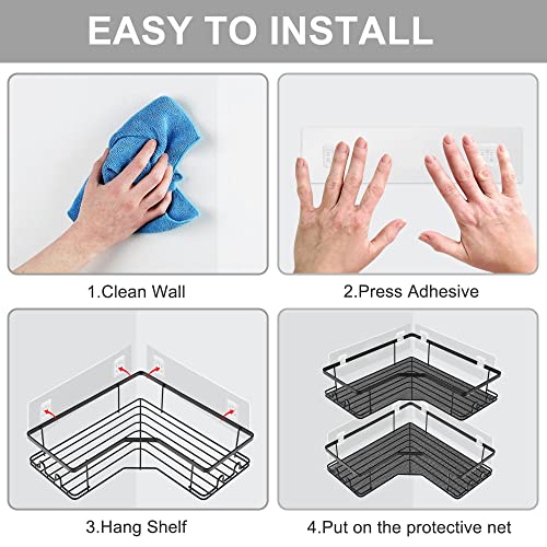 AOUKAR Adhesive for Shower Caddy Adhesive Replacement Stickers Sticky Pads - Shower Shelf Adhesive for Corner Shower Caddy, Bathroom Storage Shelves and Kitchen Racks 4 Pack