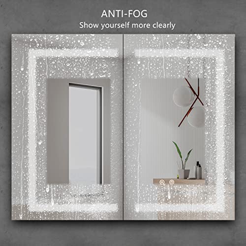 Wemin Smart Home Recessed or Surface 36x30 Inch LED Mirror Medicine Cabinet with Adjustable Color Temp, LED Lighted Medicine Cabinet w/Defogger, Light Color Dimmer(2700-6500K), Outlets & USB (36 x 30)