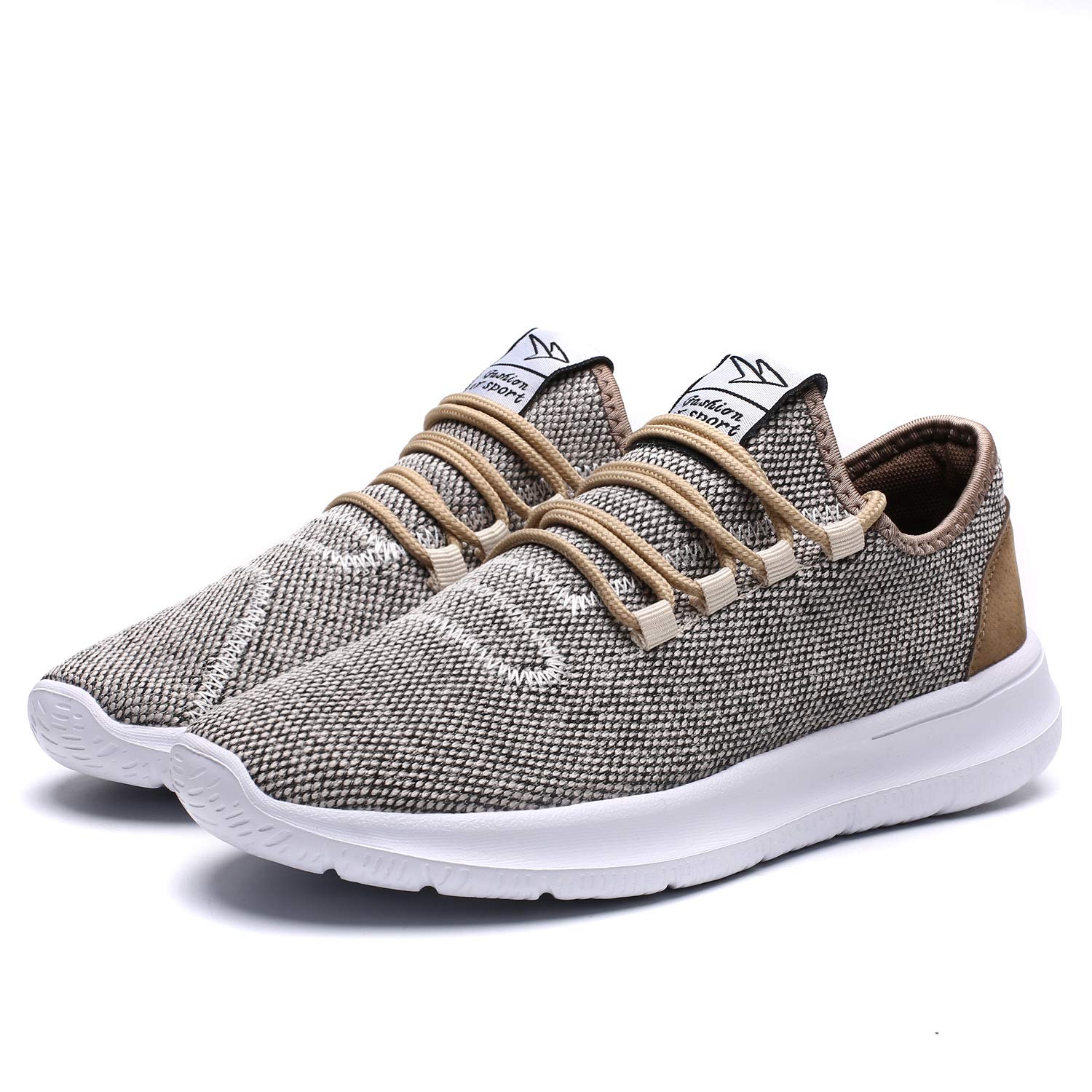 KEEZMZ Men's Running Shoes Fashion Breathable Sneakers Mesh Soft Sole Casual Athletic Lightweight (13, Beige)