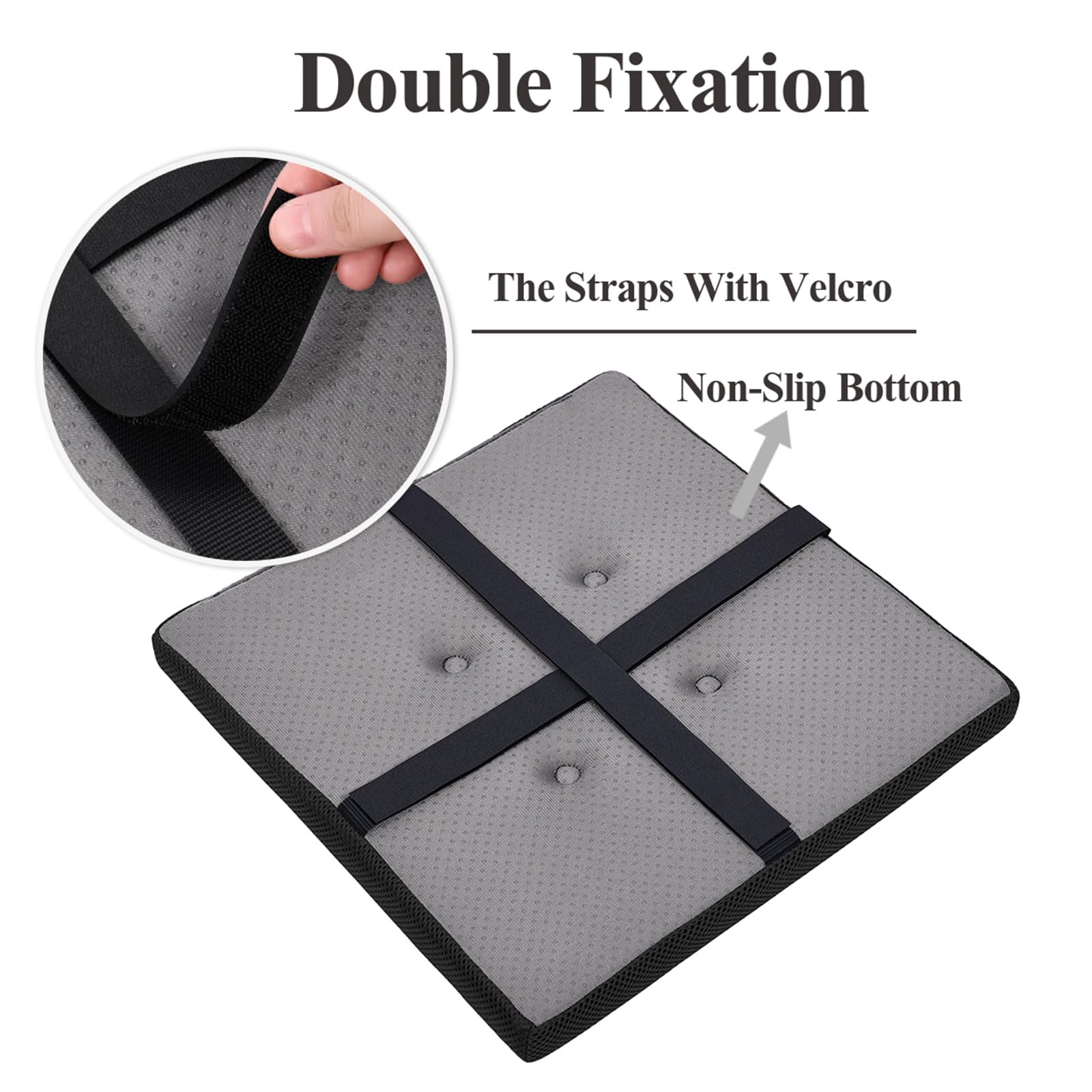 baibu 12 Inches Square Stool Cushions with Ties for Bar Stool, Breathable Square Chair Pads Seat Cushions with Non-Slip Bottom - One Pad Only (12", Black)