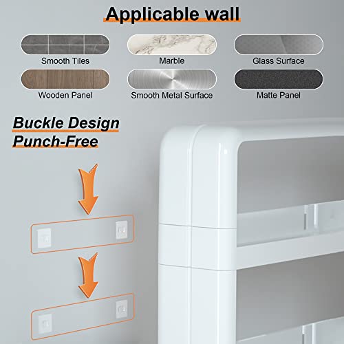 2-Tier Bathroom Space Saver,Over The Toilet Storage for Bath Essentials, Restroom Organization and Storage Shelf Over Washer and Dryer,No Drill,White