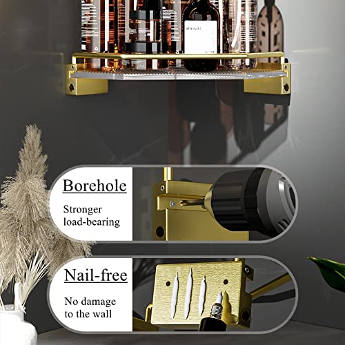 Corner Shower Caddy Shelf Gold,Acrylic Corner Shower Caddy,Shower Organizer Acrylic Corner Shower Shelf,Bathroom Floating Corner Shelf Soap and Shampoo Holder,Shower Shelf Organizer for Inside Shower