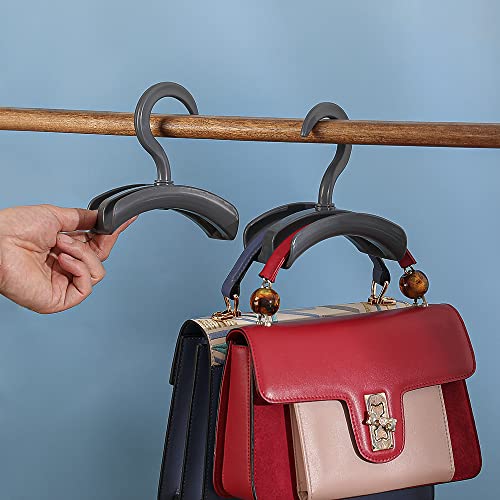 Purse Organizer Closet Bag Hanger - Acrylic Handbag Hangers - Rotating Purse Holder Closet Rod Hook Storage Organizers Rack for Purses | Backpack | Tote | Pocketbook | Crossbody ( 4 Pack)