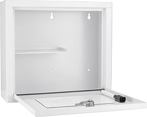 Barska Key Lock Wall Mount Small Security Magnet Erase Pad, Shelf, Stickers Medical Cabinet, White