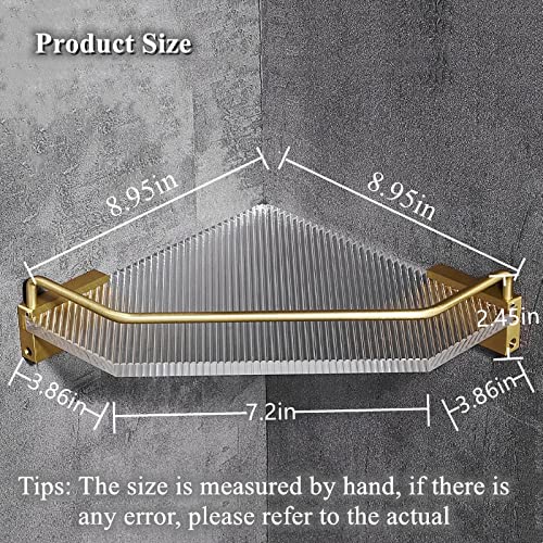 Corner Shower Caddy Shelf Gold,Acrylic Corner Shower Caddy,Shower Organizer Acrylic Corner Shower Shelf,Bathroom Floating Corner Shelf Soap and Shampoo Holder,Shower Shelf Organizer for Inside Shower