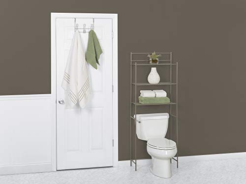 Zenna Home BB78NN 3-Piece Bath-in-a-Box Bath Storage Suite: Spacesaver, Shower Caddy and Over-the-Door Hooks, in Satin Nickel
