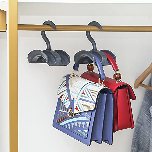 Purse Organizer Closet Bag Hanger - Acrylic Handbag Hangers - Rotating Purse Holder Closet Rod Hook Storage Organizers Rack for Purses | Backpack | Tote | Pocketbook | Crossbody ( 4 Pack)