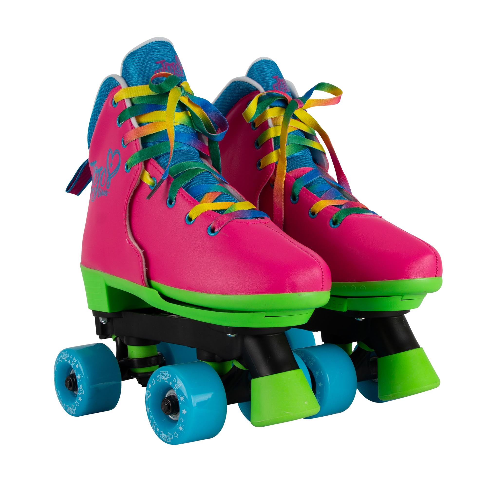 Circle Society Adjustable Roller Skates for Girls, JoJo Siwa Rainbow Design – Classic Kids' Skates, Sizes 12-3, Ideal for Indoor & Outdoor Skating Fun