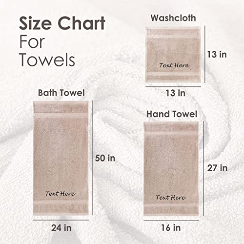 Personalized Towels Set with Embroidered Text - 2 Pack Highly Absorbent & Super Soft Turkish Cotton Hand Towels for Spa, Gym, Pool and Hotels - 16"x27" Monogrammed Towels - Black Towel Set