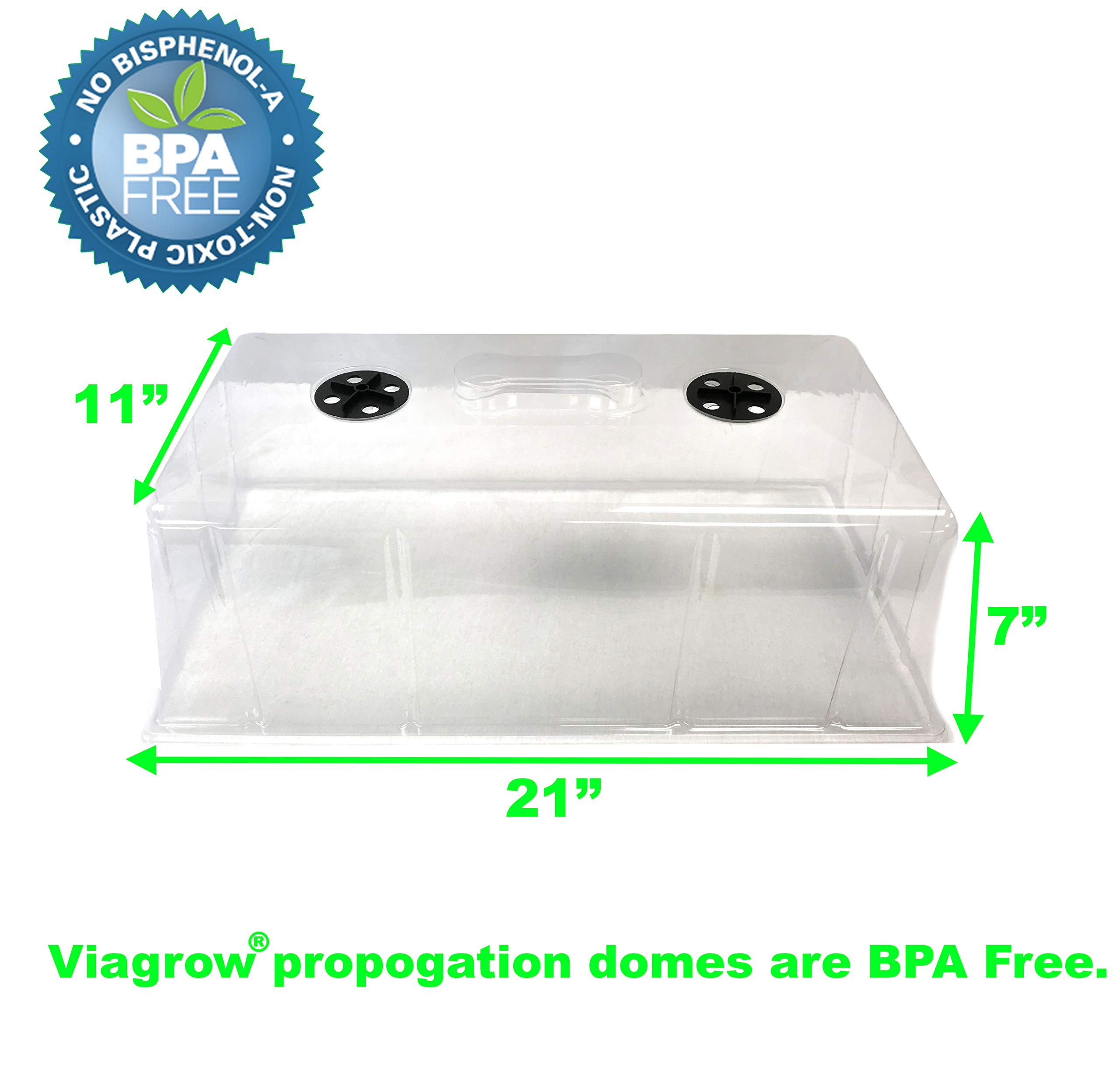 Viagrow V726298TD-10 Extra Strength No Holes Propagation Seed Starter, 10 Trays with Domes, Black