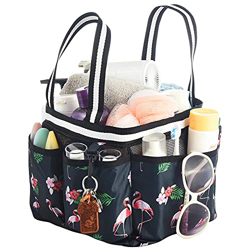 ALINK Flamingo Mesh Shower Caddy Basket + Green Plastic Shower Caddy Basket