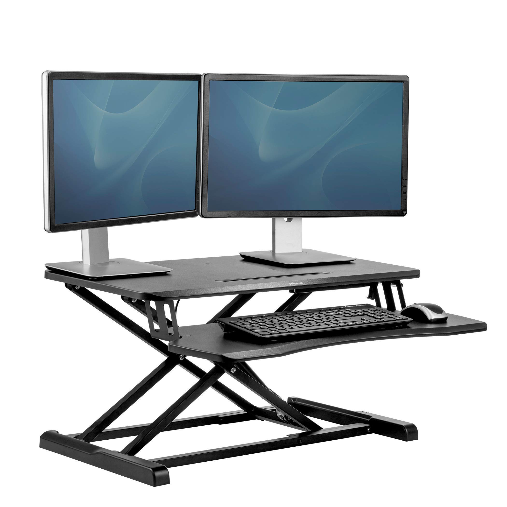 Fellowes Corsivo Height Adjustable Standing Desk, Sit to Stand, Gas Spring Riser Converter, Tabletop Workstation, Desk Riser (8091001)
