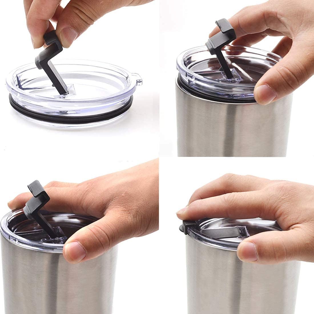 Gteller Tumbler Replacement Lid for 20 oz, 30 oz Tumbler - Splash Resistant, Leak Spill Proof and Straw Friendly (20 oz Black)