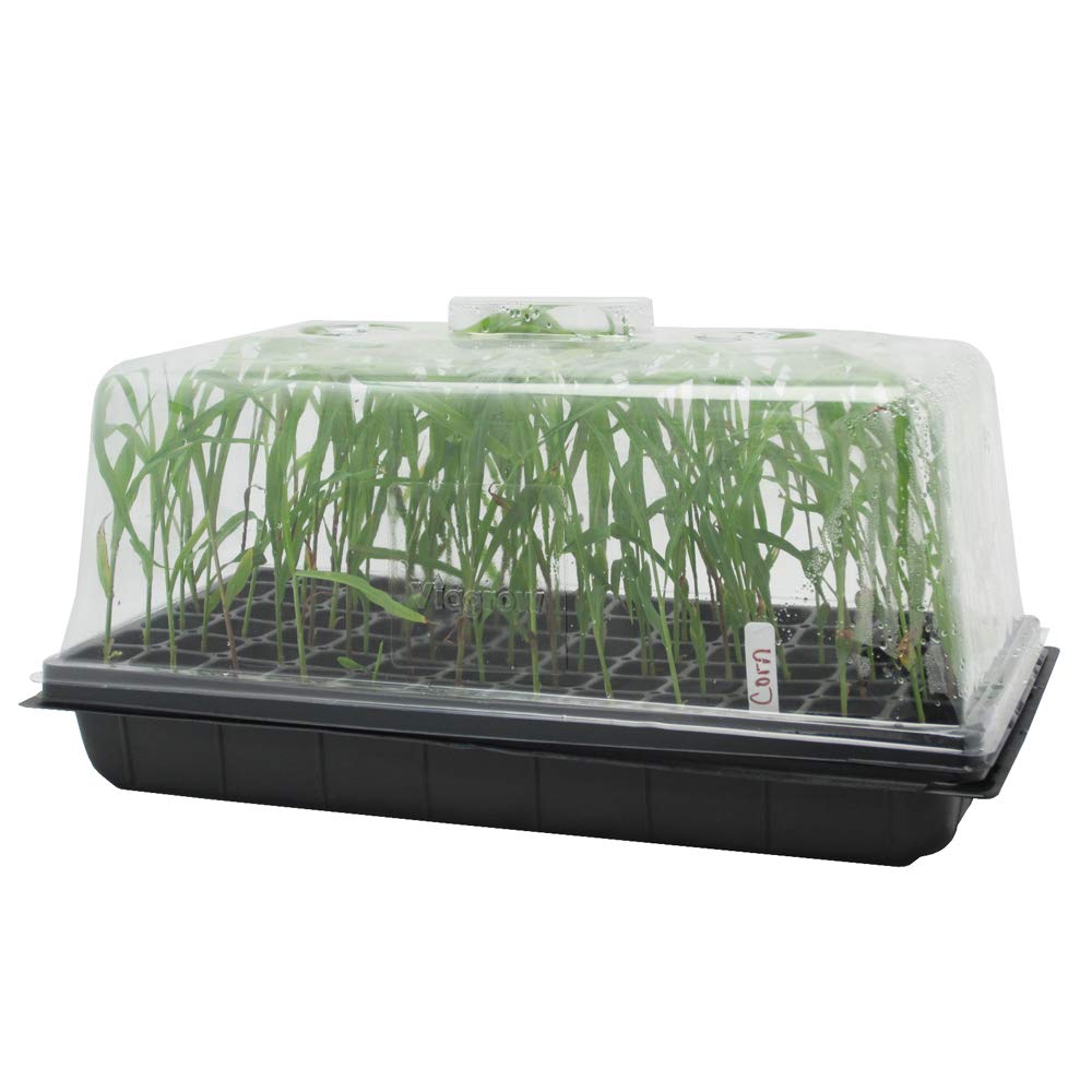 Viagrow V726298TD-10 Extra Strength No Holes Propagation Seed Starter, 10 Trays with Domes, Black