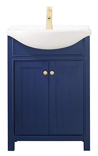 LUCA Kitchen & Bath LC24HBP Carson 24" Bathroom Vanity Set in Midnight Blue with Integrated Porcelain Top