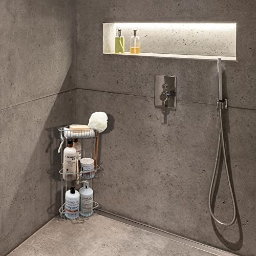 ToiletTree Products Rust Proof Stainless Steel Shower Floor Caddy, 3 Tiers (Assembly Required - Screwdriver Included) (Collapsible)
