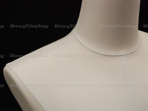 Adult Female White Linen Pinnable Dress Form Mannequin 3/4 Torso with Thighs and Rolling Chrome Base #F1WL-WCDX