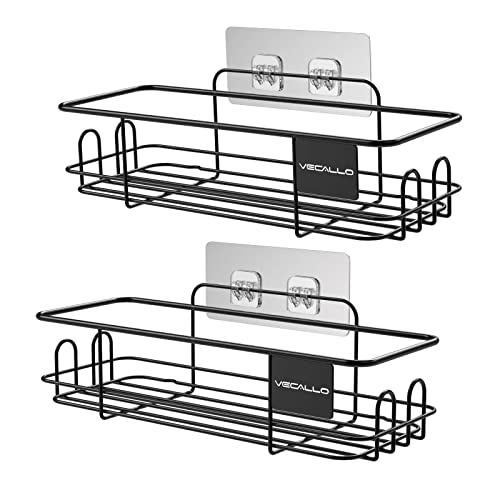 2-Pack Shower Caddy Basket Shelf with Hooks Stainless Steel for Shampoo Conditioner No Drilling Adhesive Bathroom Storage Organizer ,Kitchen Spice Racks