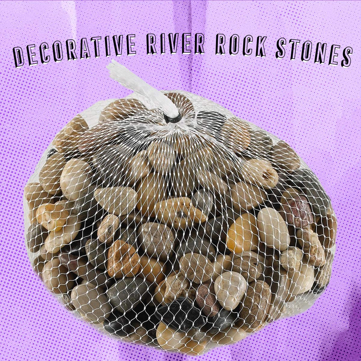 Katzco 2 Pounds Small Decorative River Rock Stones - Natural Polished Mixed Color Stones -Use in Glassware, Like Vases, Aquariums and Terrariums to Enhance The Appearance