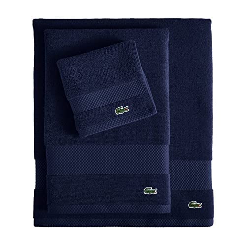 Lacoste Heritage Supima Cotton Hand Towel, Navy, 16" x 30"