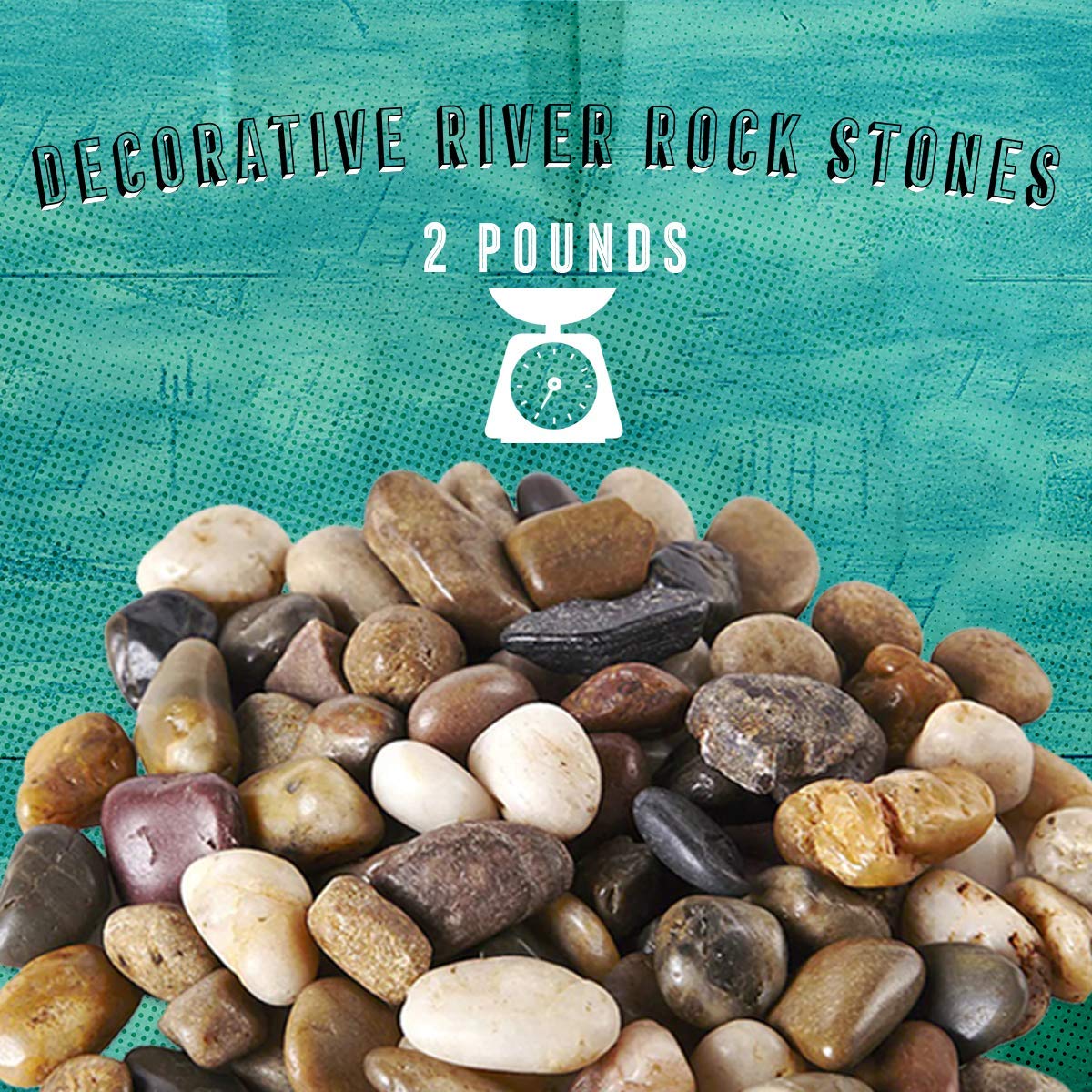 Katzco 2 Pounds Small Decorative River Rock Stones - Natural Polished Mixed Color Stones -Use in Glassware, Like Vases, Aquariums and Terrariums to Enhance The Appearance