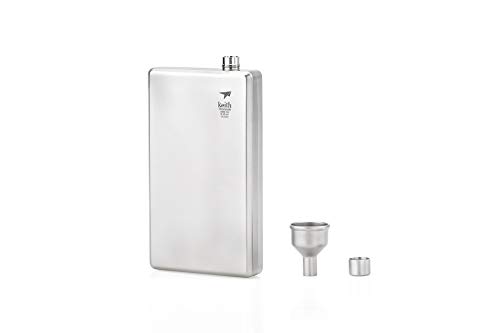 Keith Titanium Ti9307 Pocket Flask with Funnel - 6.8 fl oz ●●●●●●● Keith's 18th Anniversary: Exclusive Price!