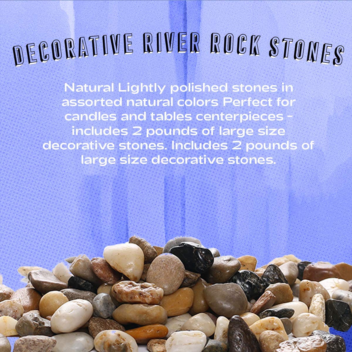 Katzco 2 Pounds Small Decorative River Rock Stones - Natural Polished Mixed Color Stones -Use in Glassware, Like Vases, Aquariums and Terrariums to Enhance The Appearance