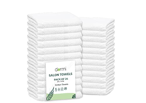 White Hand Towels for Bathroom 24 Pack 16x26 Inch, (Not BleachProof) Cotton Hand Towel Bulk for Gym and Spa, Soft Extra Absorbent Quick Dry Terry Bath Towels