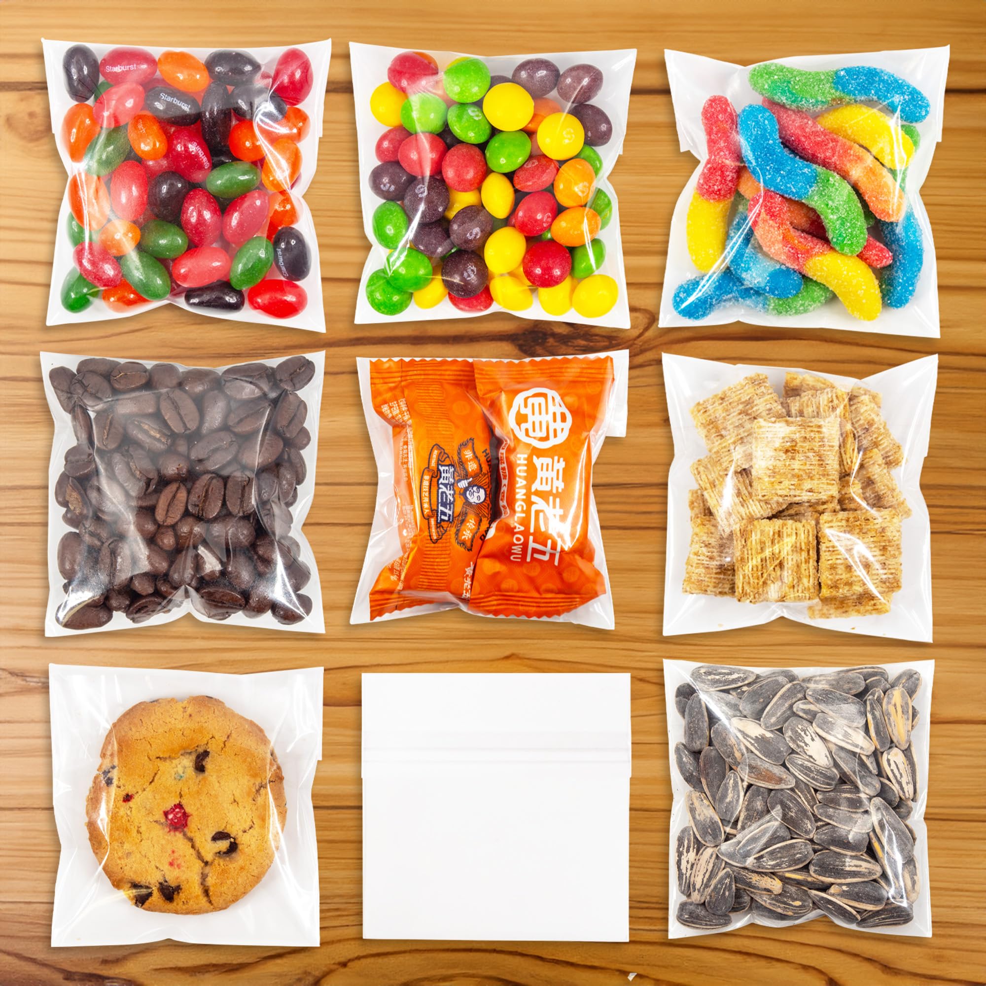 100 Bags - 3" x 4" Crystal Clear Protective Closure Bags with Self Adhesive Flap - Clear Resealable Cello/Cellophane Bags Good for Bakery, Candle, Soap, Cookie Poly Bags, in 2.1Mil Thickness