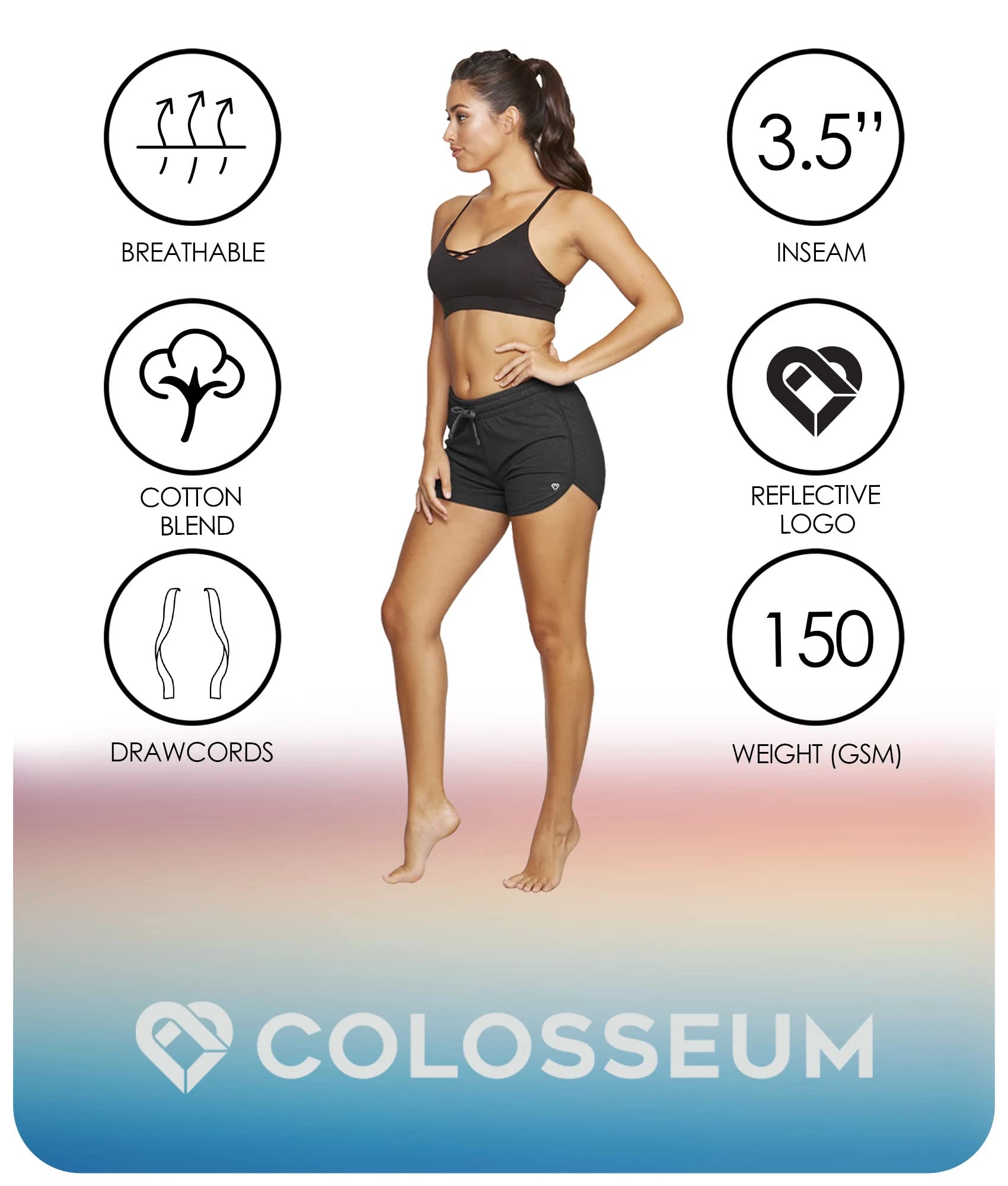 COLOSSEUM Active Women's Simone Cotton Blend Yoga and Running Short (Black, Small)