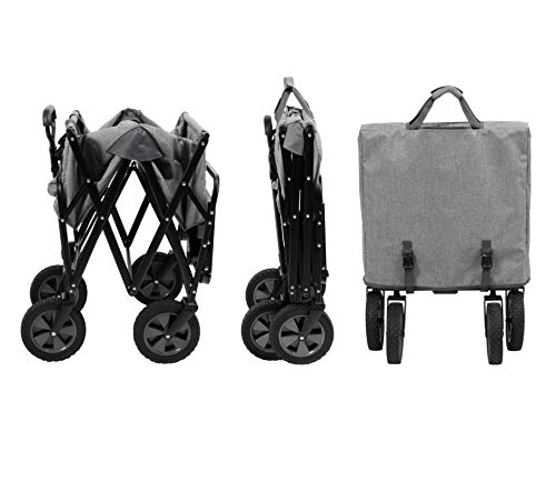 Mac Sports Collapsible Folding Outdoor Utility Wagon (Wagon with Side Table (Utility, Light Grey)