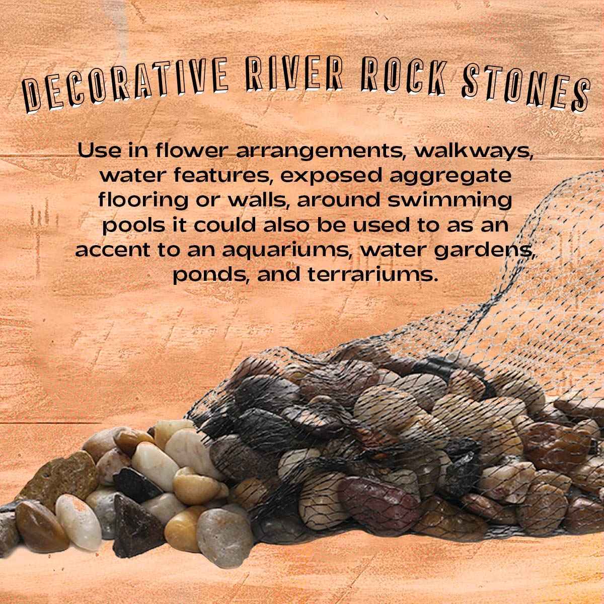 Katzco 2 Pounds Small Decorative River Rock Stones - Natural Polished Mixed Color Stones -Use in Glassware, Like Vases, Aquariums and Terrariums to Enhance The Appearance