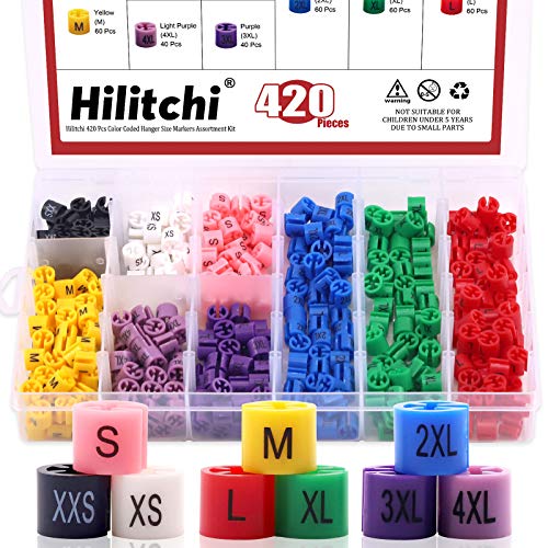 Hilitchi Hanger Markers Color Coded Garment Clothing Hanger Size Markers Assortment Kit (Pack of 420)