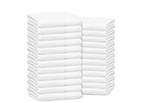 White Hand Towels for Bathroom 24 Pack 16x26 Inch, (Not BleachProof) Cotton Hand Towel Bulk for Gym and Spa, Soft Extra Absorbent Quick Dry Terry Bath Towels