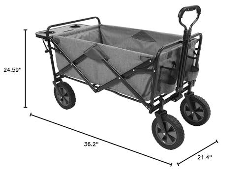 Mac Sports Collapsible Folding Outdoor Utility Wagon (Wagon with Side Table (Utility, Light Grey)