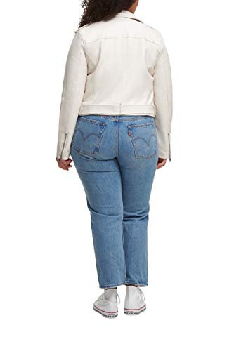 Levi's Women's Faux Leather Belted Motorcycle Jacket (Standard and Plus Sizes), Oyster, Large