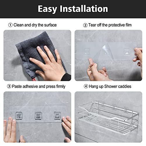 NORSCYRT Shower Caddy Adhesive Replacement Hook Stickers for No Drilling Shower Shelf Basket Corner Shower Organizer (2 PACK 2 HOOKS)