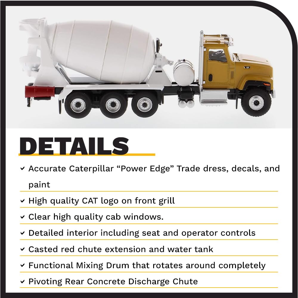 Diecast Masters 1:87 Caterpillar CT681 Concrete Mixer, HO Scale Series Cat Trucks & Construction Equipment | 1:87 Scale Model Diecast Collectible Model 85512